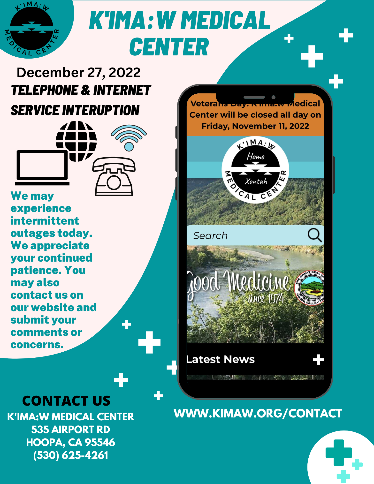 Telephone and Internet Service Interuption for December 27, 2022 | K ...