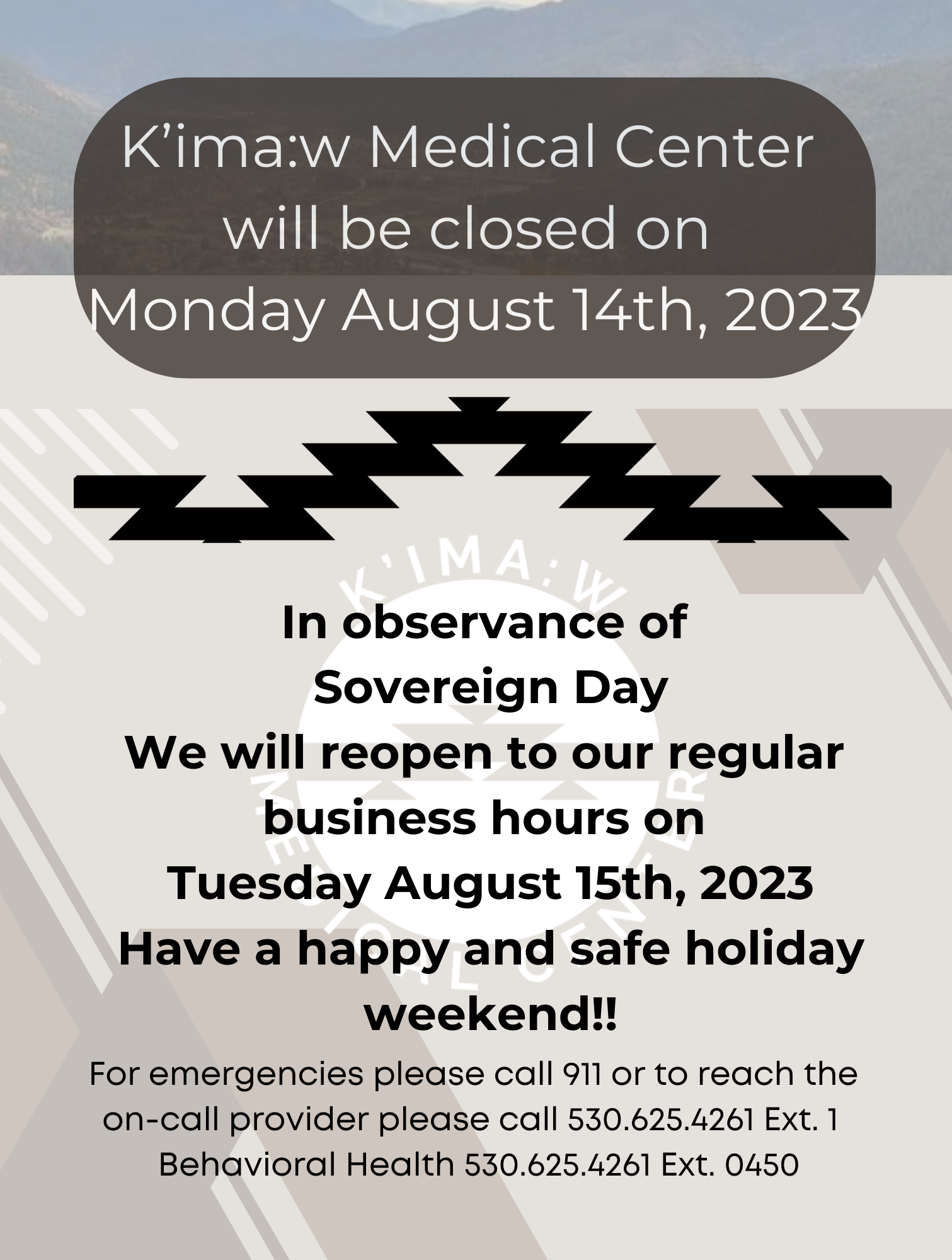 Sovereign Day Closure | K'ima:w Medical Center CA